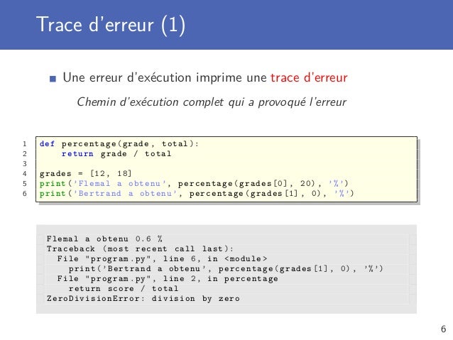Python avancé : Gestion d'erreurs et mécanisme d'exception