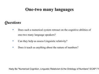 Numerical Cognition, linguistic relativity and the ontology of numbers ...