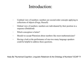 Numerical Cognition, linguistic relativity and the ontology of numbers | PDF