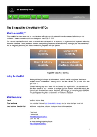 E-learning Organistional Capability Checklist | PDF