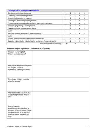 E-learning Organistional Capability Checklist | PDF