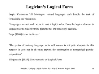 Unifying Logical Form and The Linguistic Level of LF | PPT