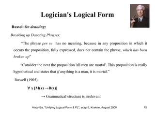Unifying Logical Form and The Linguistic Level of LF | PPT