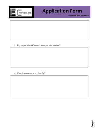 Ec Application Form | DOC