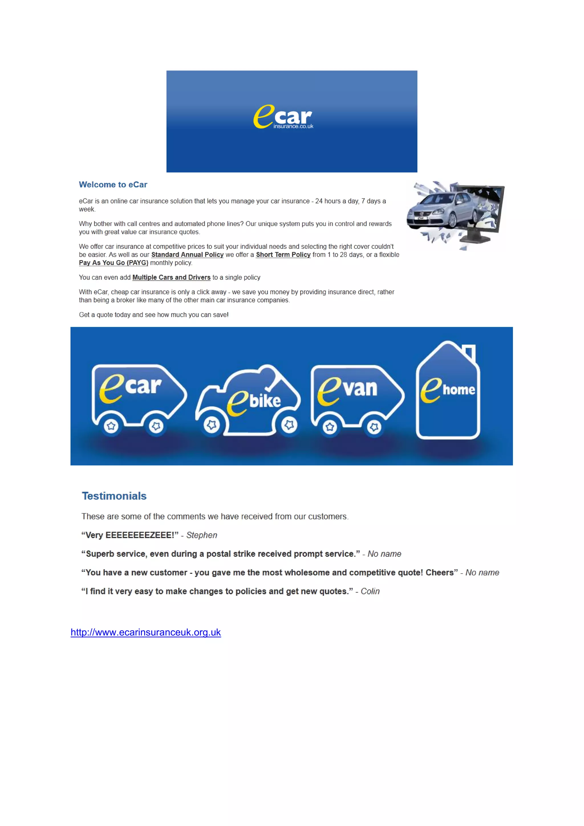 eCar insurance - Testimonials | PDF