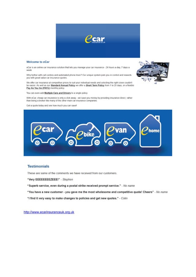 eCar insurance - Testimonials | PDF