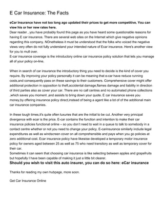 E Car Insurance_ The Facts