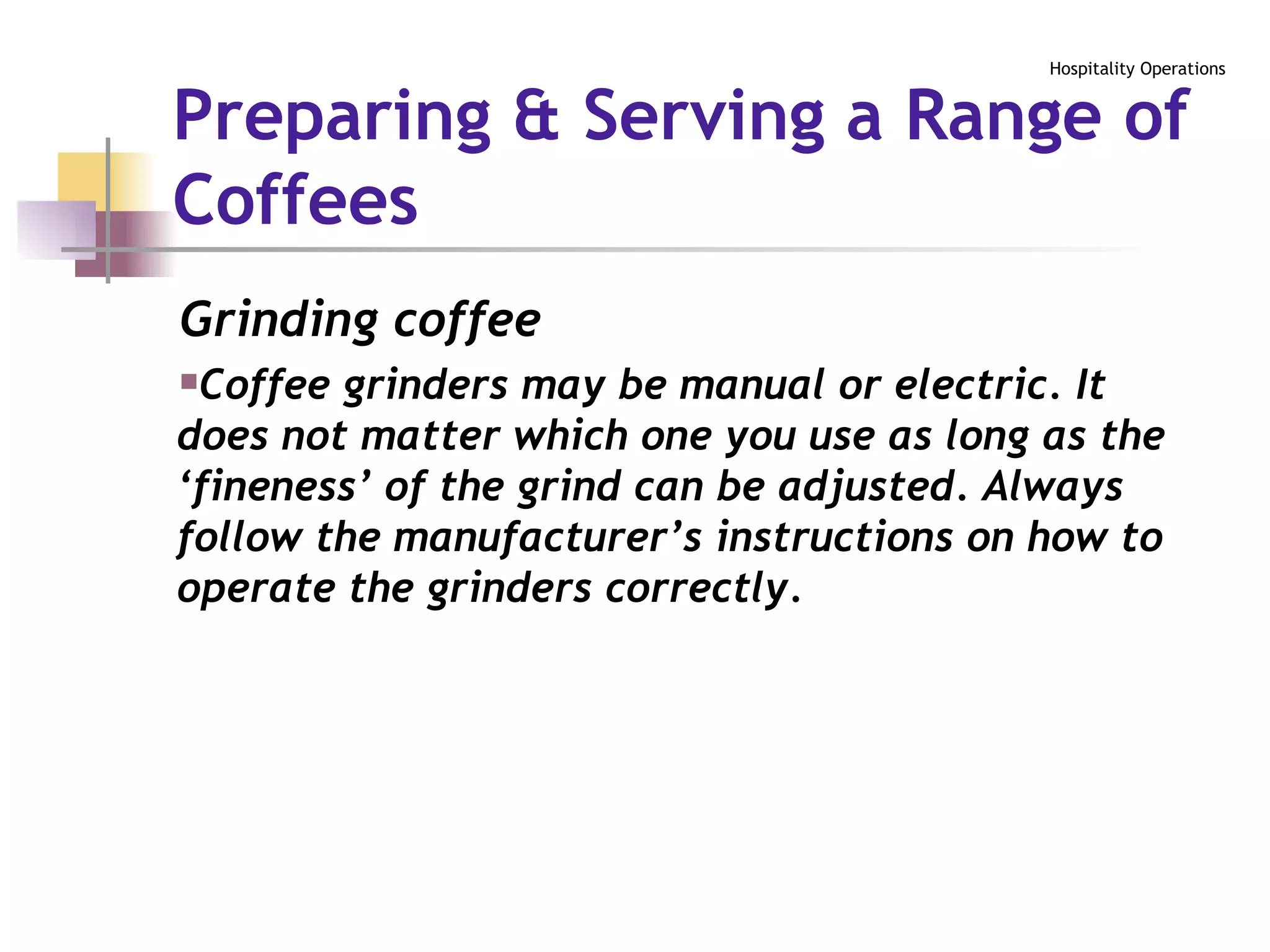 Prepare and Serve Espresso Coffee | PPT
