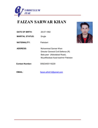 Faizan Sarwar Afridi -CV PDF | PDF