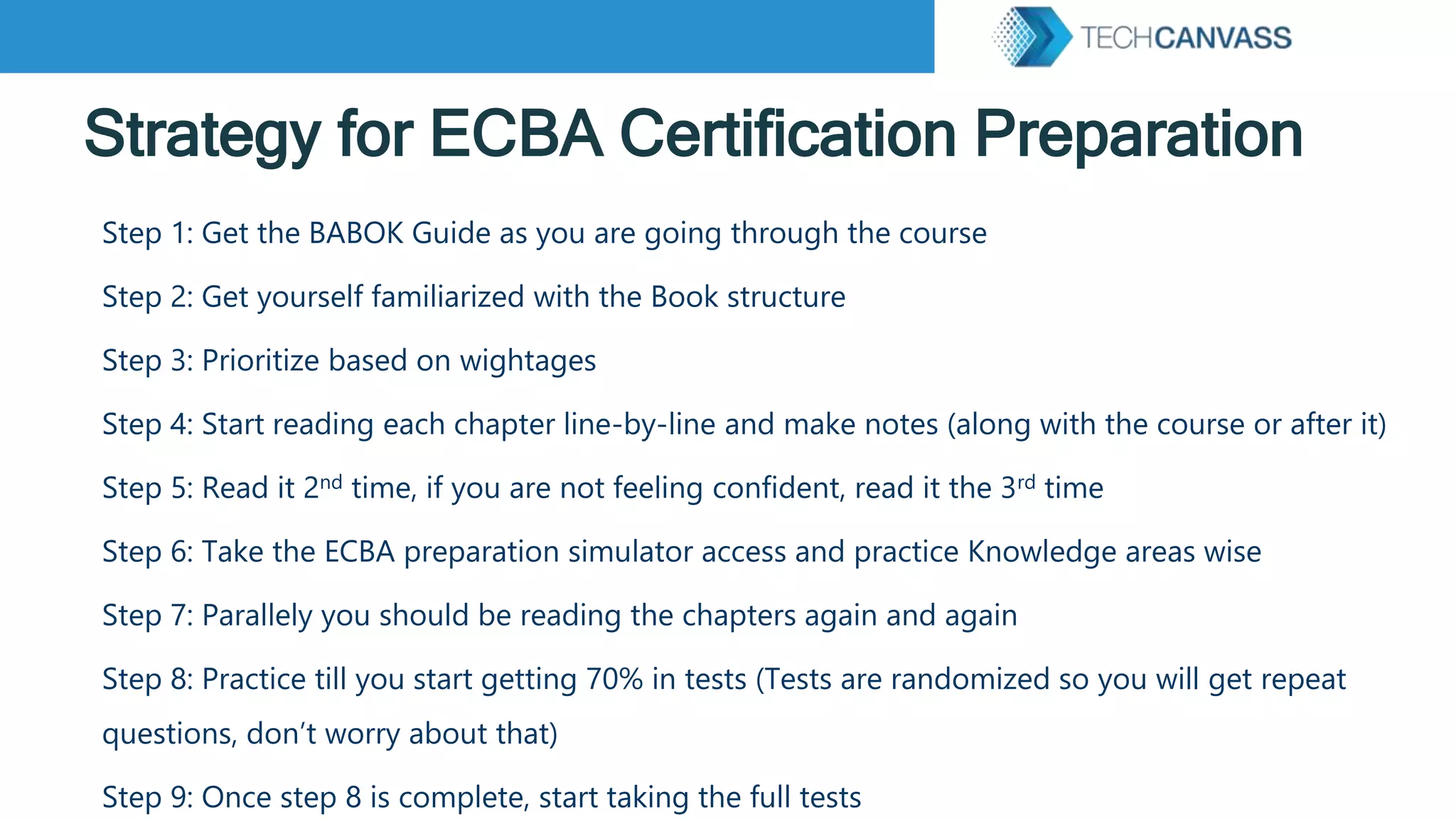 IIBA ECBA Certification Exam preparation Strategy | PPTX