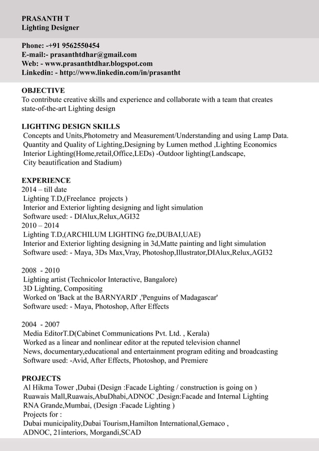 portfolio lighting design prasanth | PDF