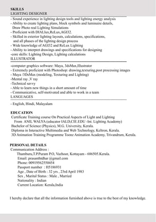 portfolio lighting design prasanth | PDF