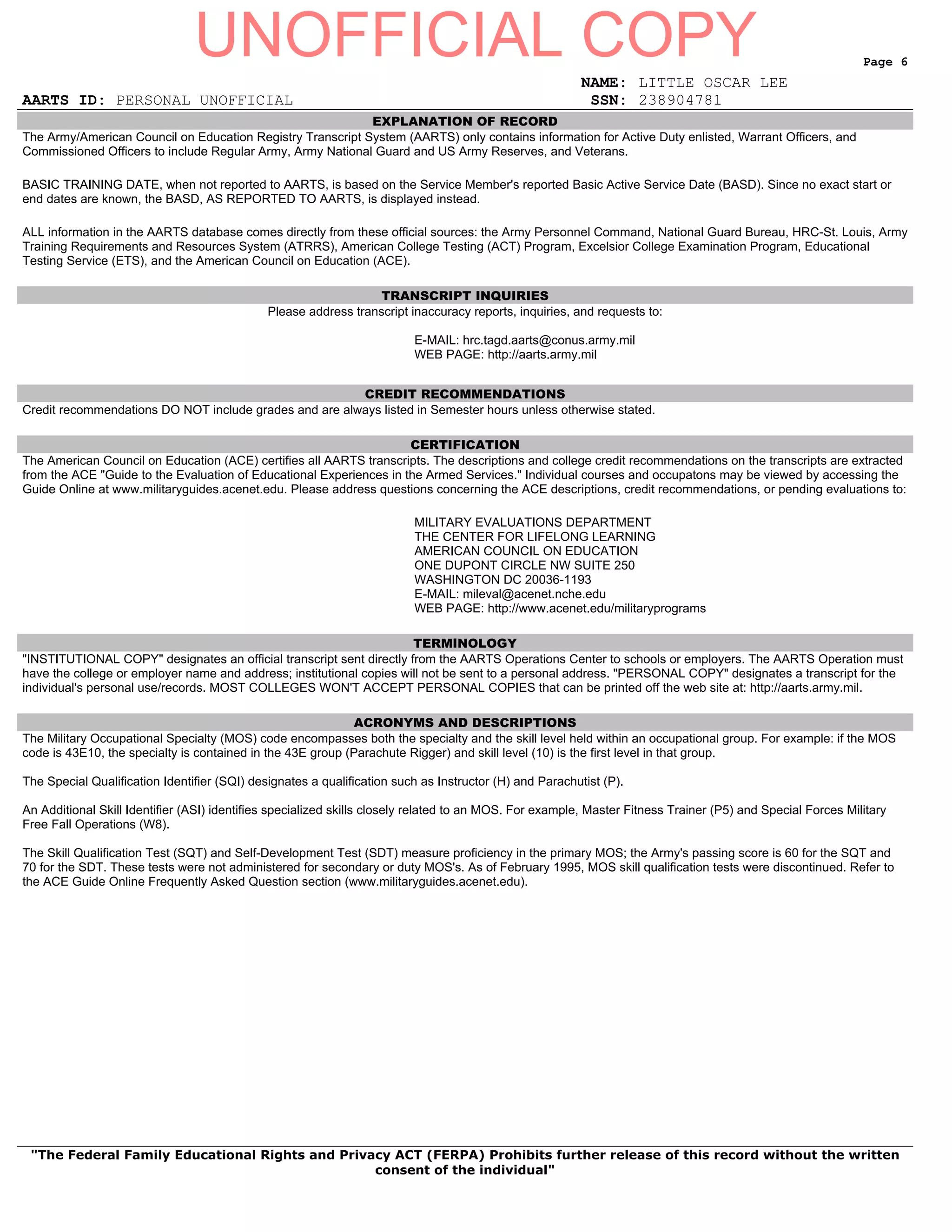 Oscar Little Army Transcript | PDF