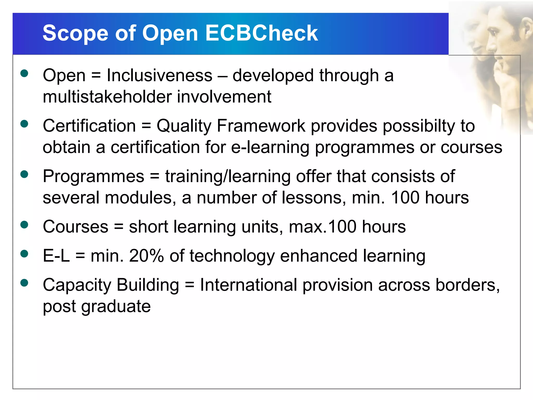 Open ECBCheck: Open Quality Certification Scheme for Online Courses and ...