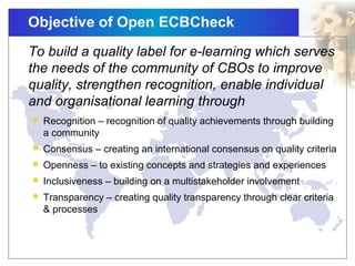 Open ECBCheck: Open Quality Certification Scheme for Online Courses and ...
