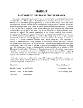 electronic circuit breaker report by saurabh chauhan | PDF
