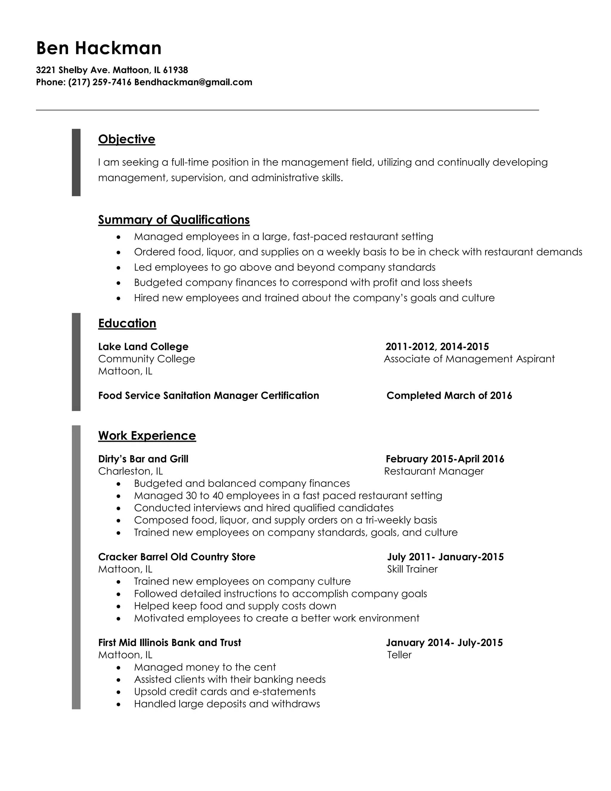 Ben Hackman's Resume | PDF