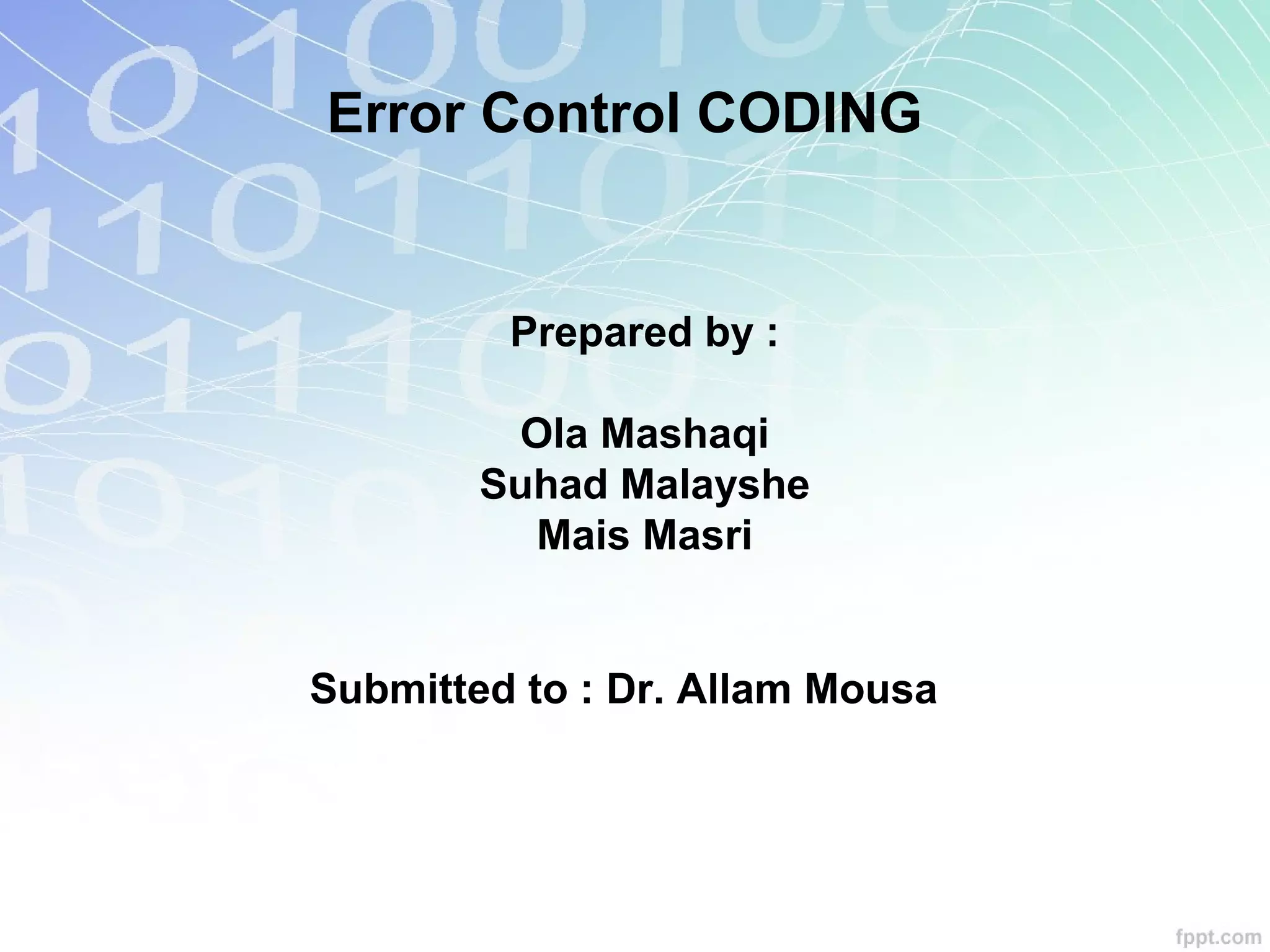 Channel Coding (Error Control Coding) | PPT