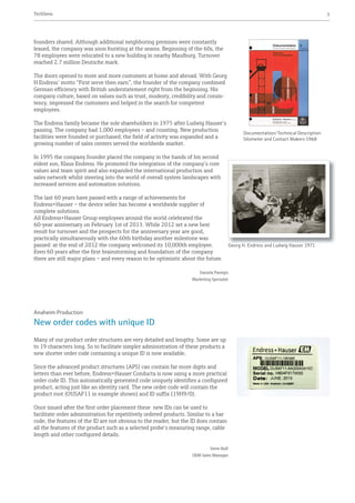 Customer Newsletter TechSens Endress+Hauser Conducta Inc. 1/2013 | PDF