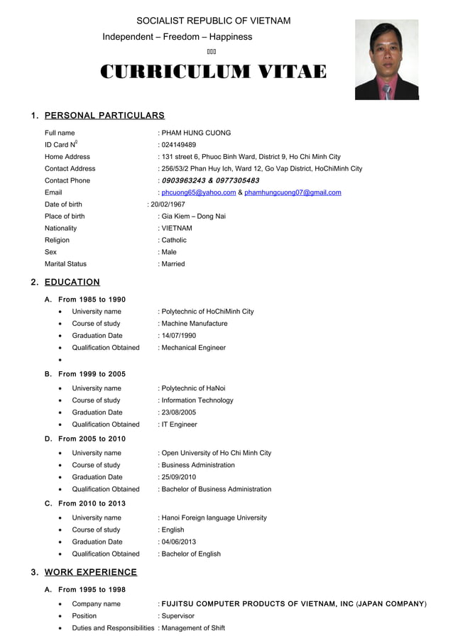 CURRICULUM VITAE(update With Picture) | DOC