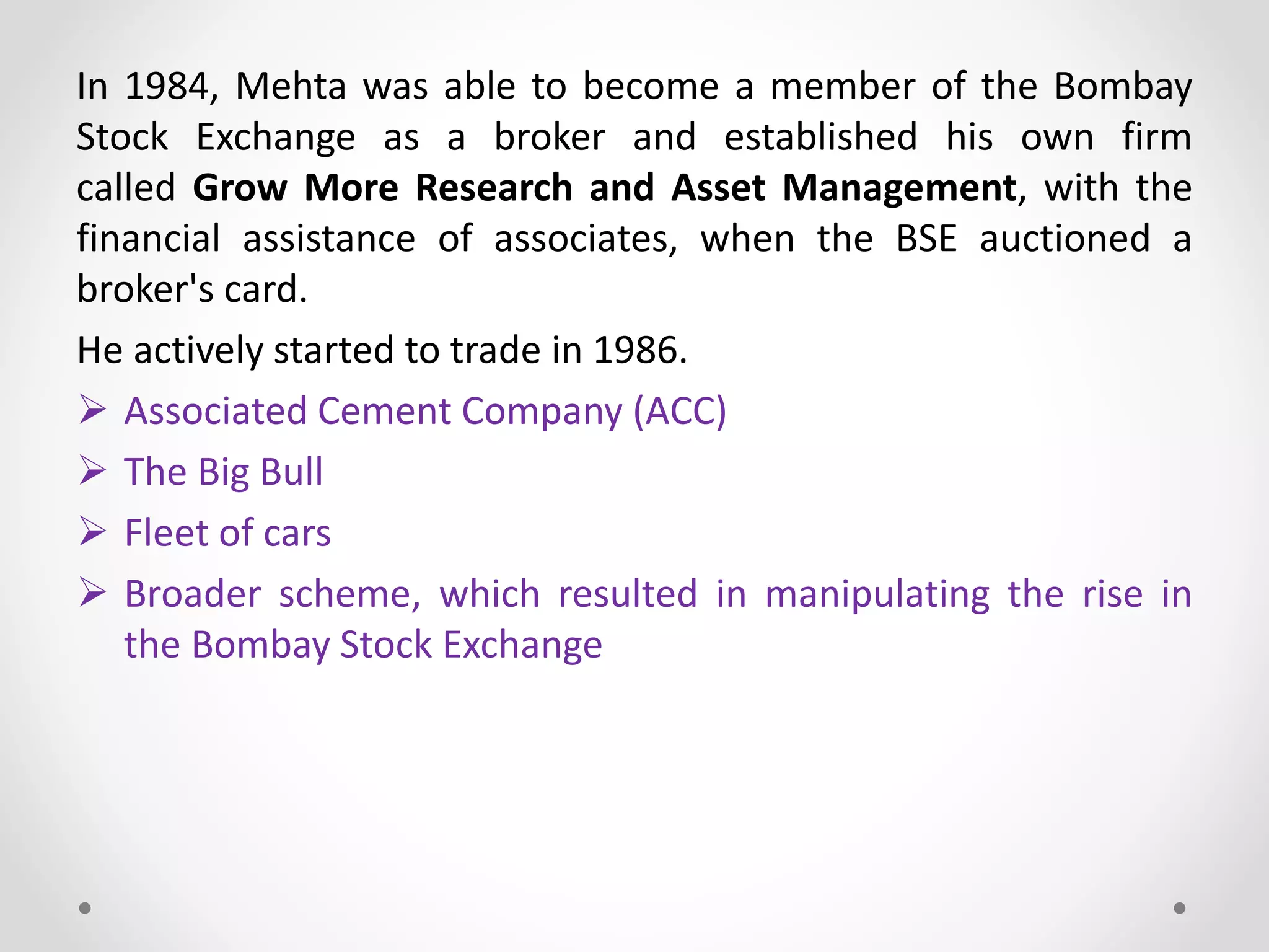 A Case study on Harshad Mehta | PPTX