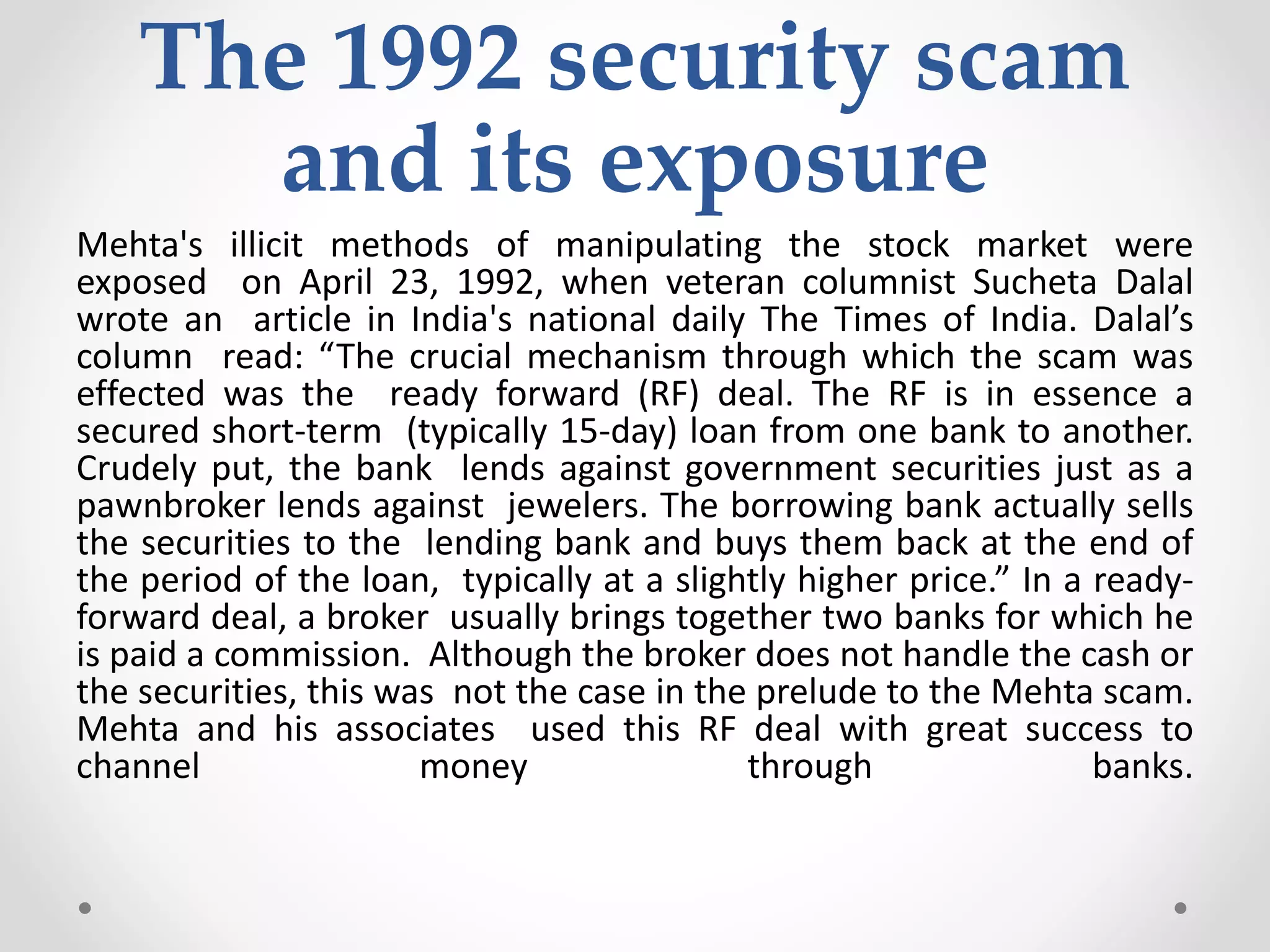 A Case study on Harshad Mehta | PPTX