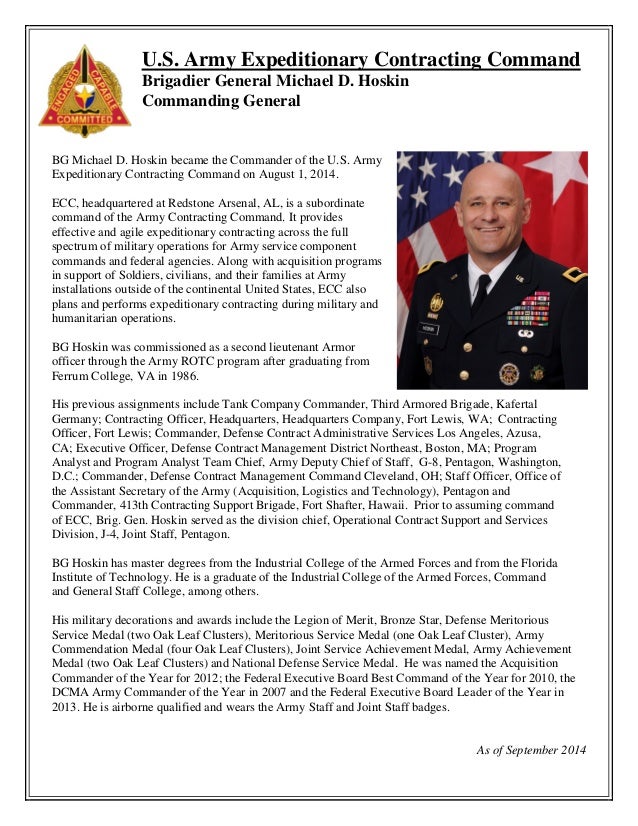 Brig. Gen. Michael D. Hoskin, ECC Commanding General