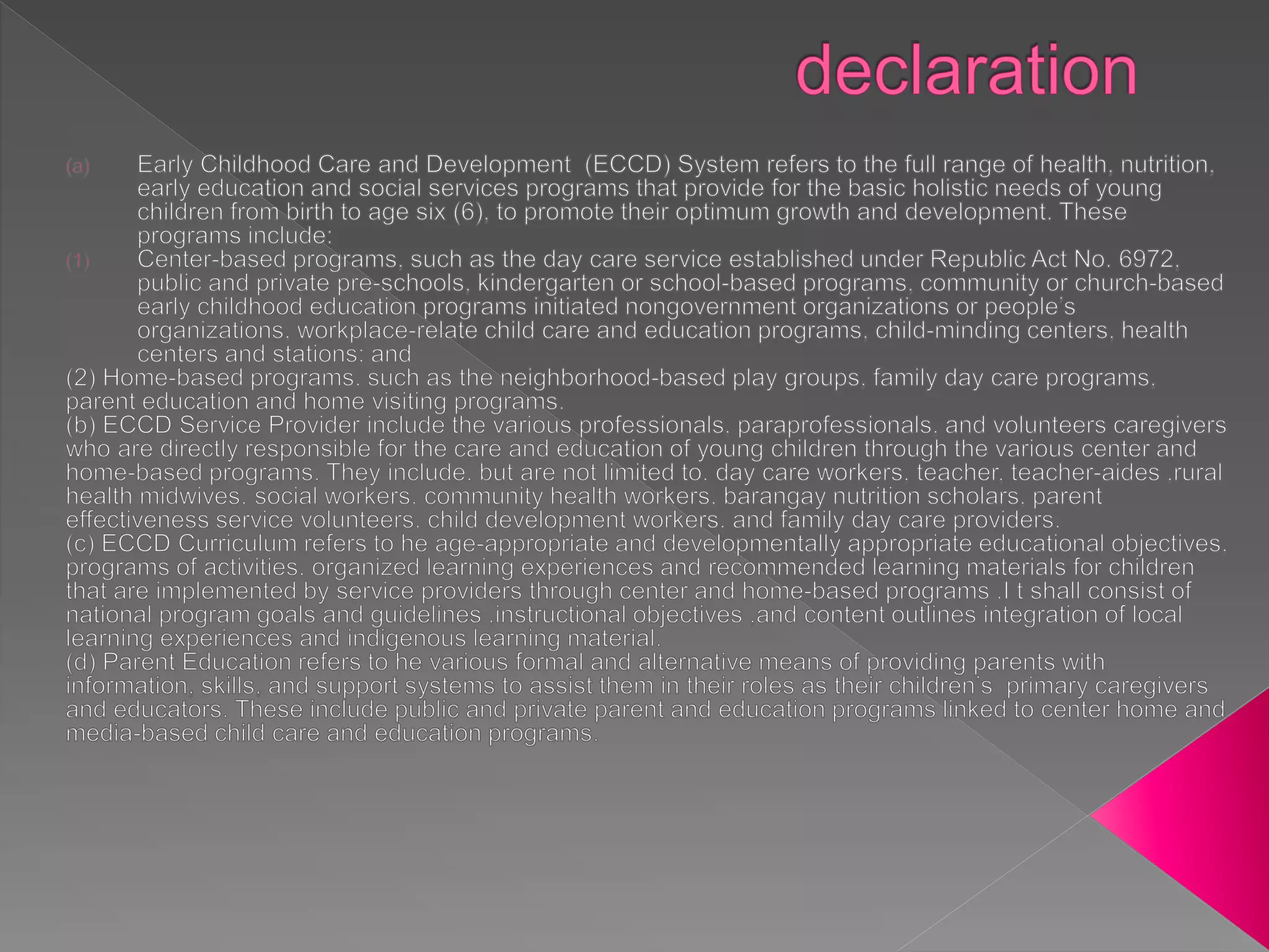 Excerpt Early Childhood Care & Development (ECCD) | PPTX | Daycare and ...
