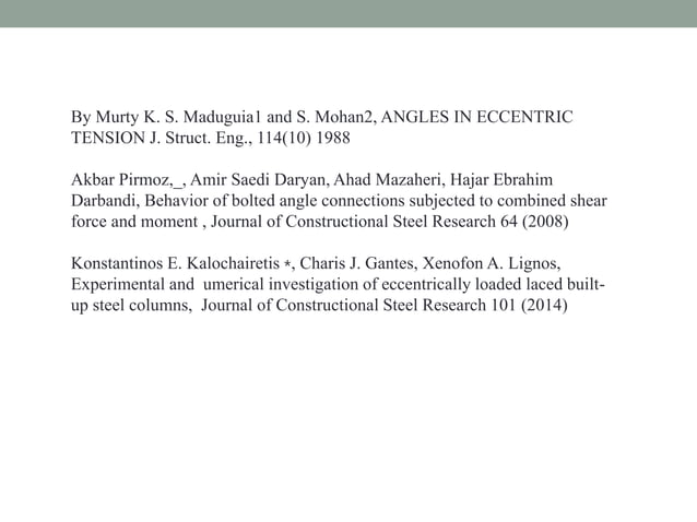 Eccentric connections in steel structure | PPTX | Physics | Science