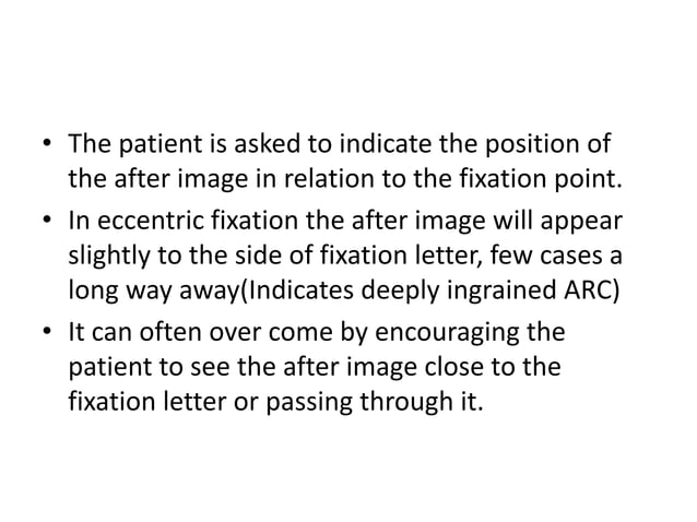 Eccentric fixation, investigation and management | PPTX