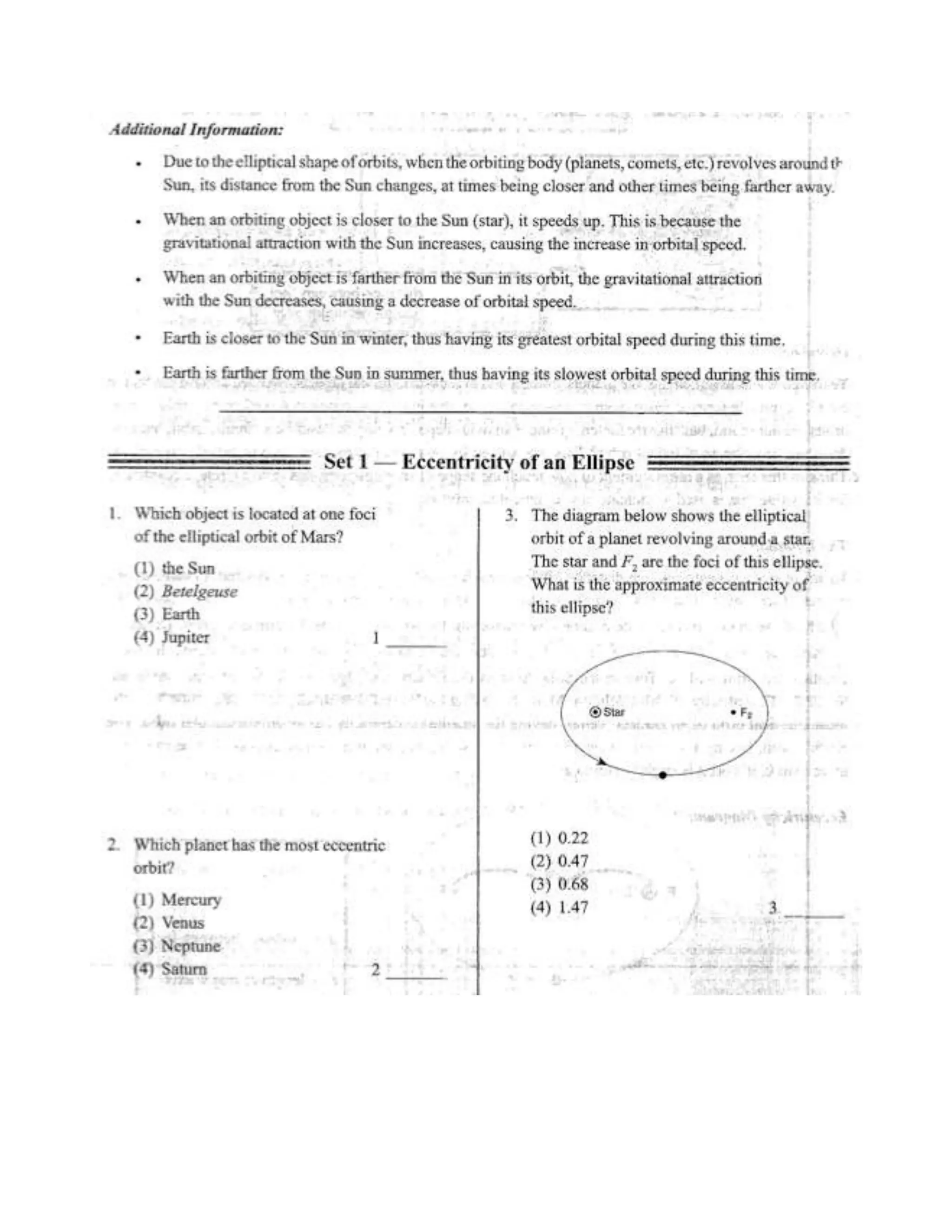 Eccentricity Practice Problems HW | DOCX | Space and Astronomy | Science