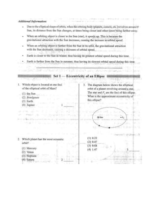 Eccentricity Practice Problems HW | DOCX | Space and Astronomy | Science