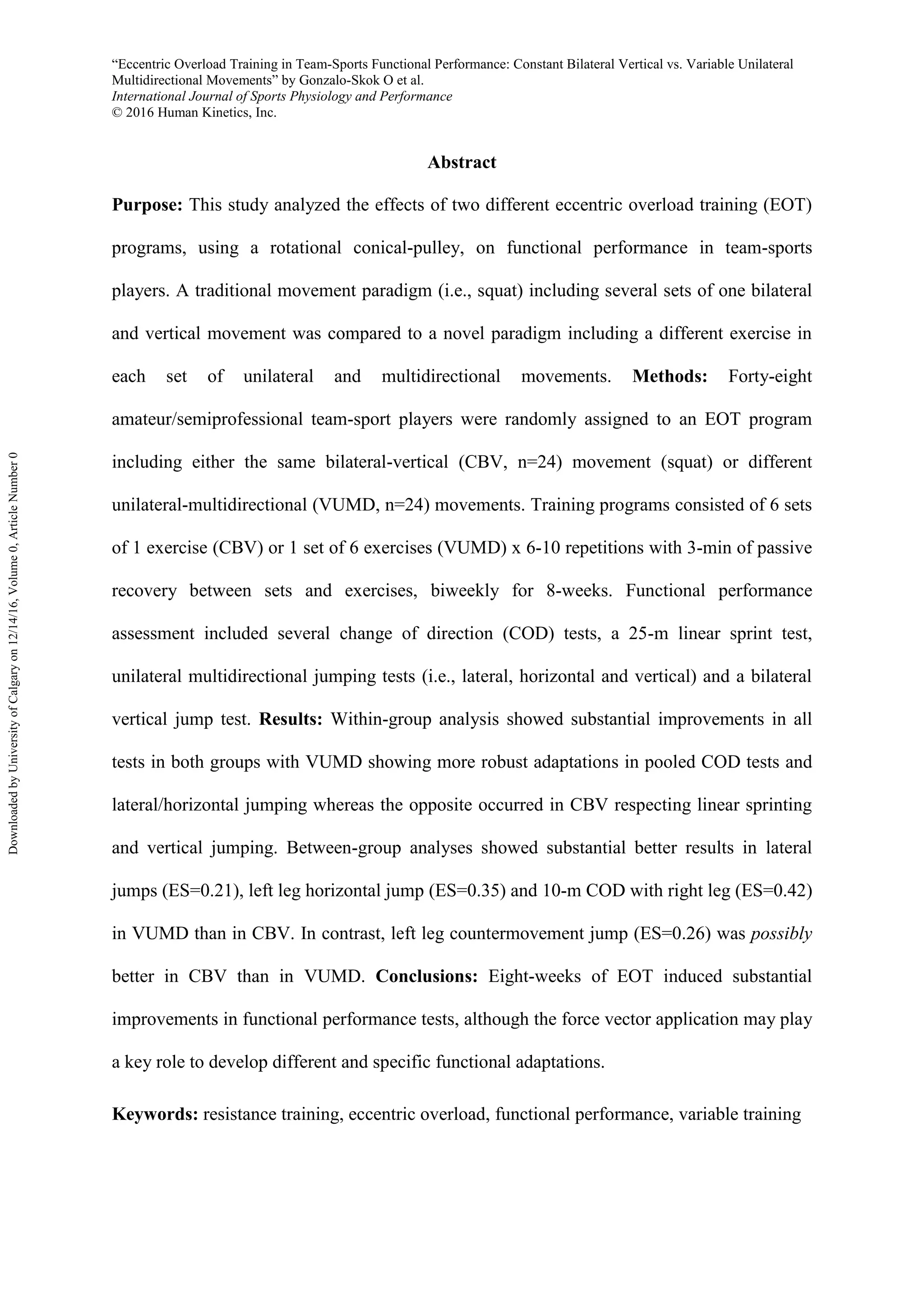 Eccentric overload training in team sports | PDF