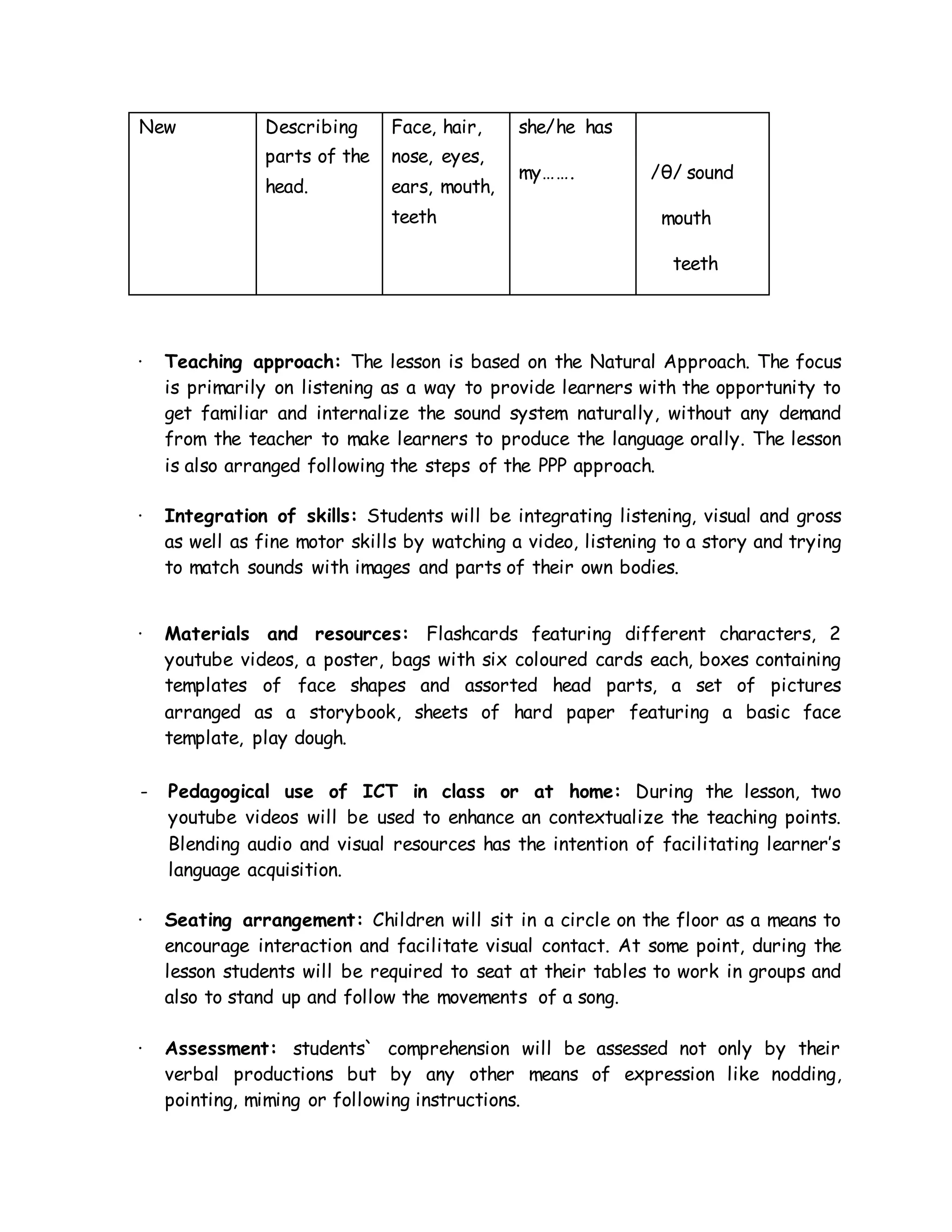 Kindergarten lesson plan 2 | DOCX
