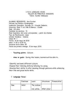Kindergarten lesson plan 1 | DOCX