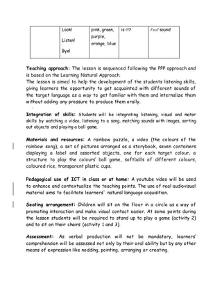 Kindergarten lesson plan 1 | DOCX
