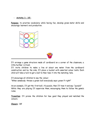 Kindergarten lesson plan 1 | DOCX