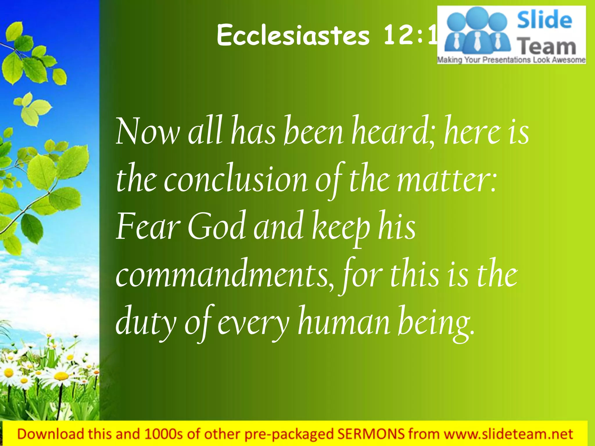Ecclesiastes 12 13 this is the duty of every power point church sermon ...