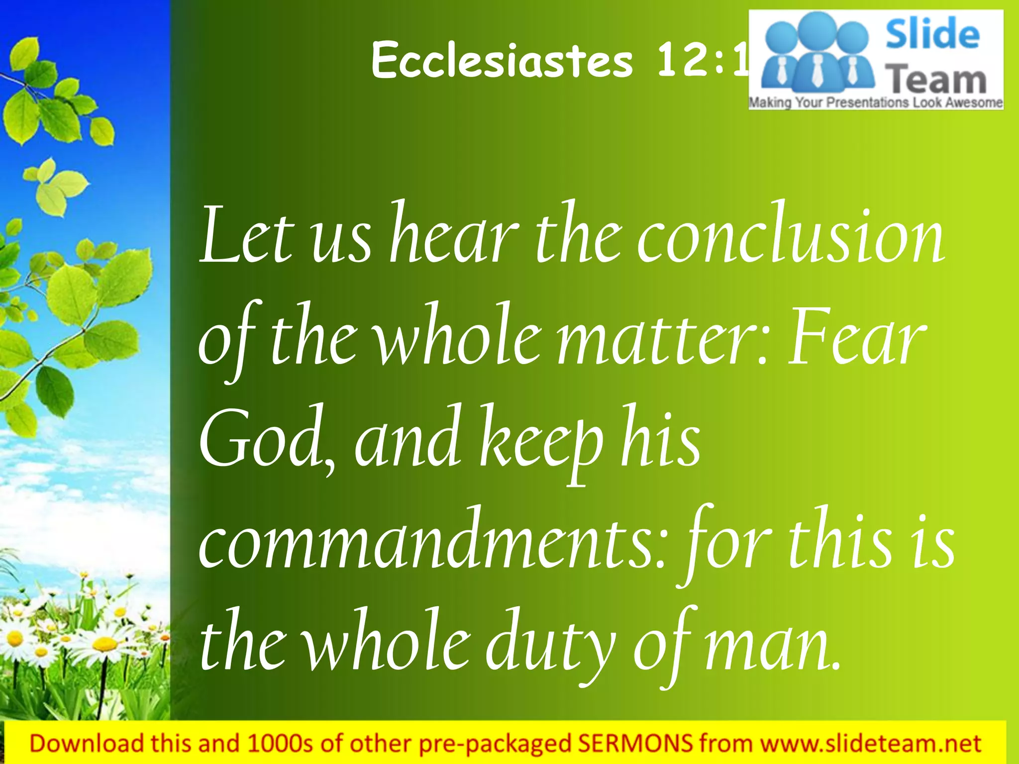 Ecclesiastes 12 13 this is the duty of every power point church sermon ...