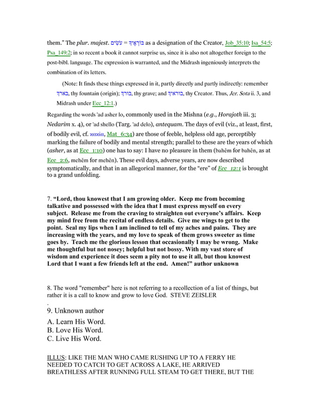 Ecclesiastes 12 commentary