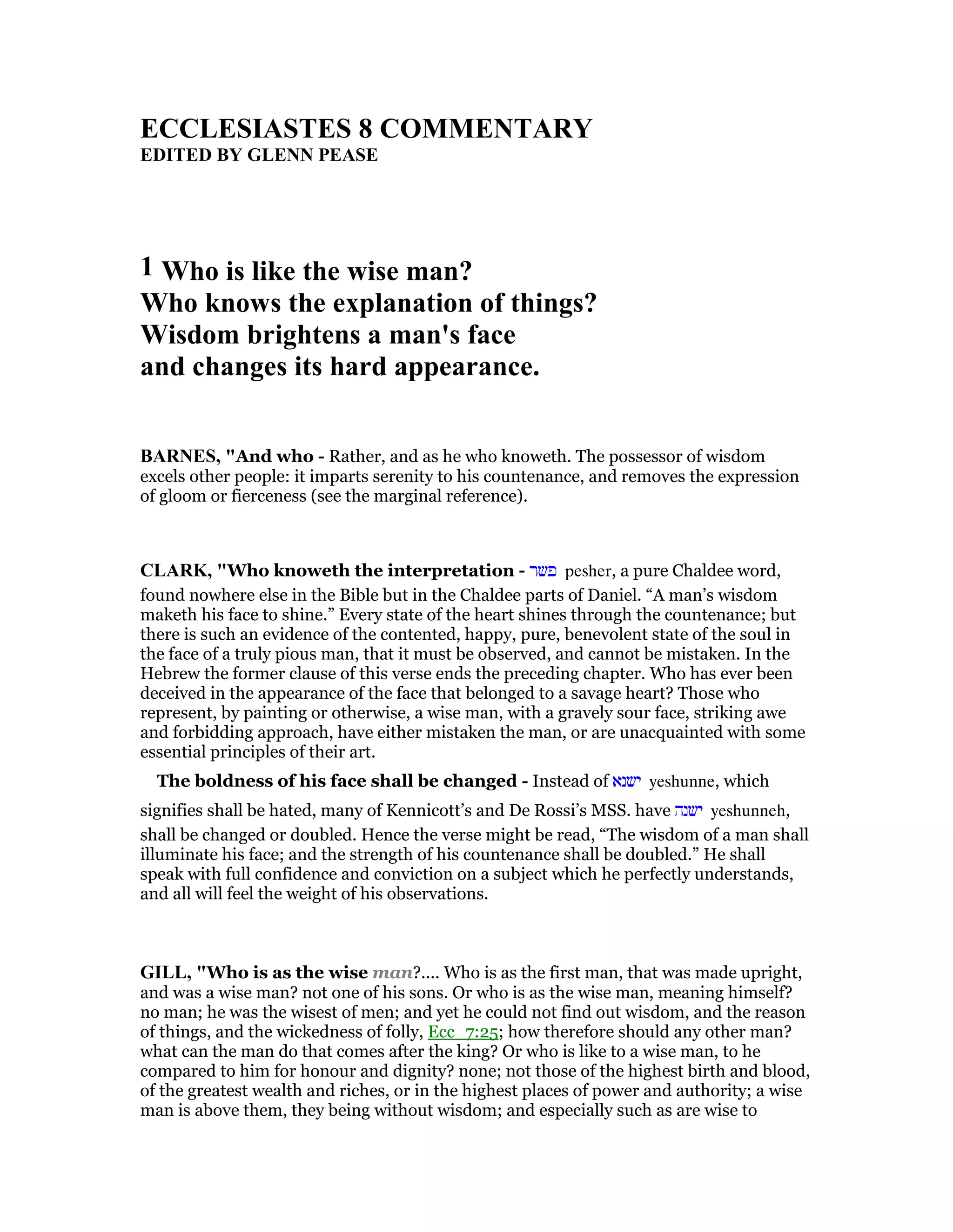 Ecclesiastes 8 commentary | PDF