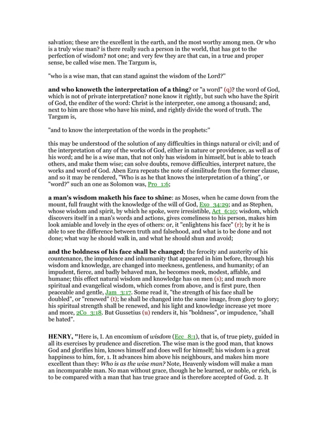 Ecclesiastes 8 commentary | PDF