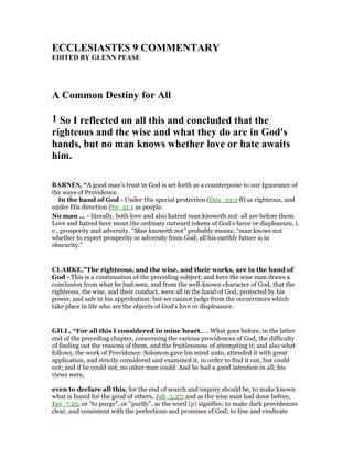 Ecclesiastes 9 commentary | PDF