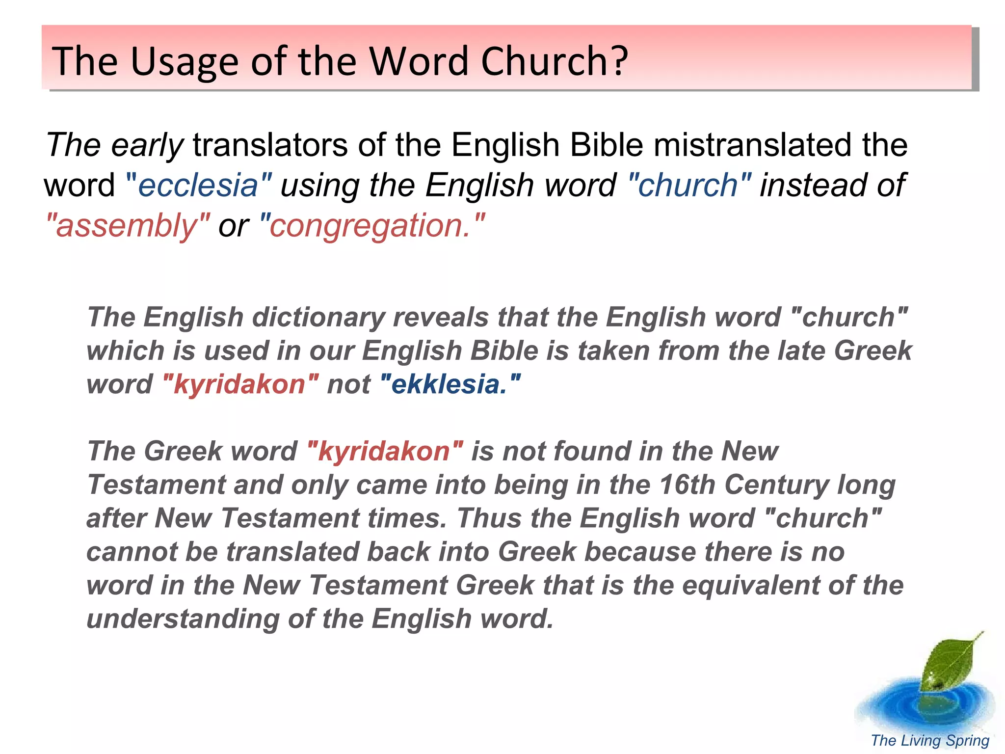 Ecclesiology Part 1 - The Study of the Church | PPT