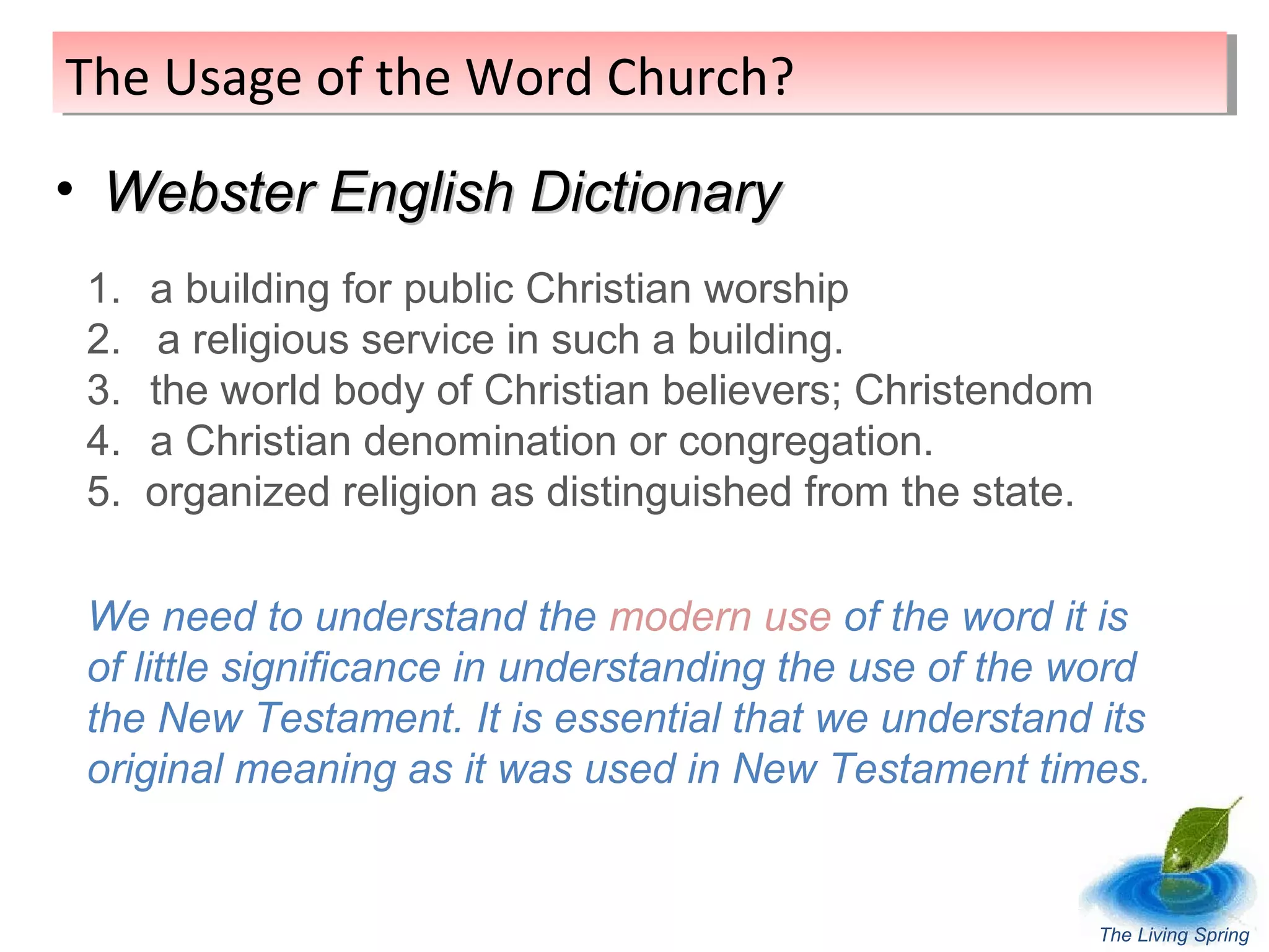 Ecclesiology Part 1 - The Study of the Church | PPT