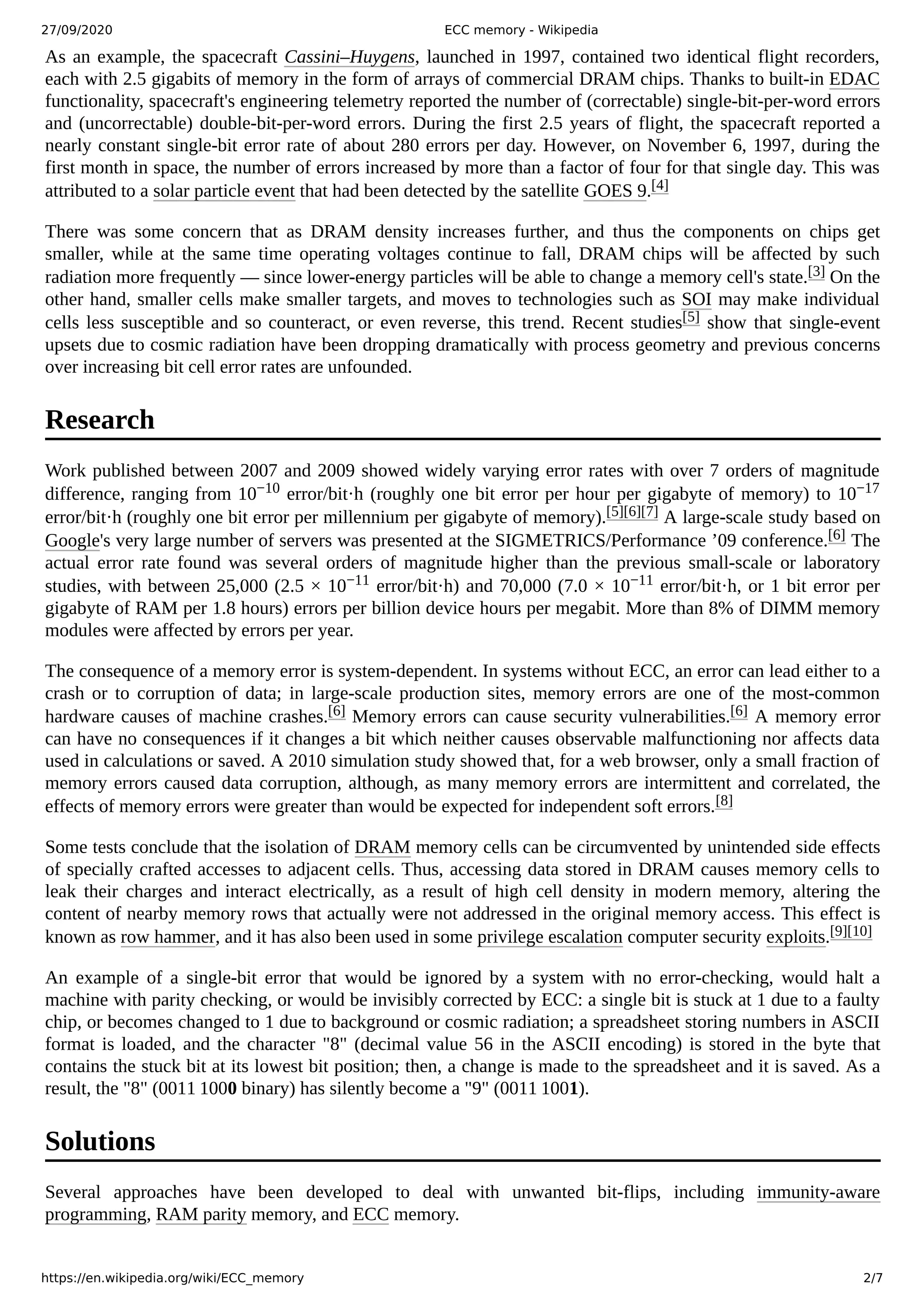 ECC memory : Notes | PDF