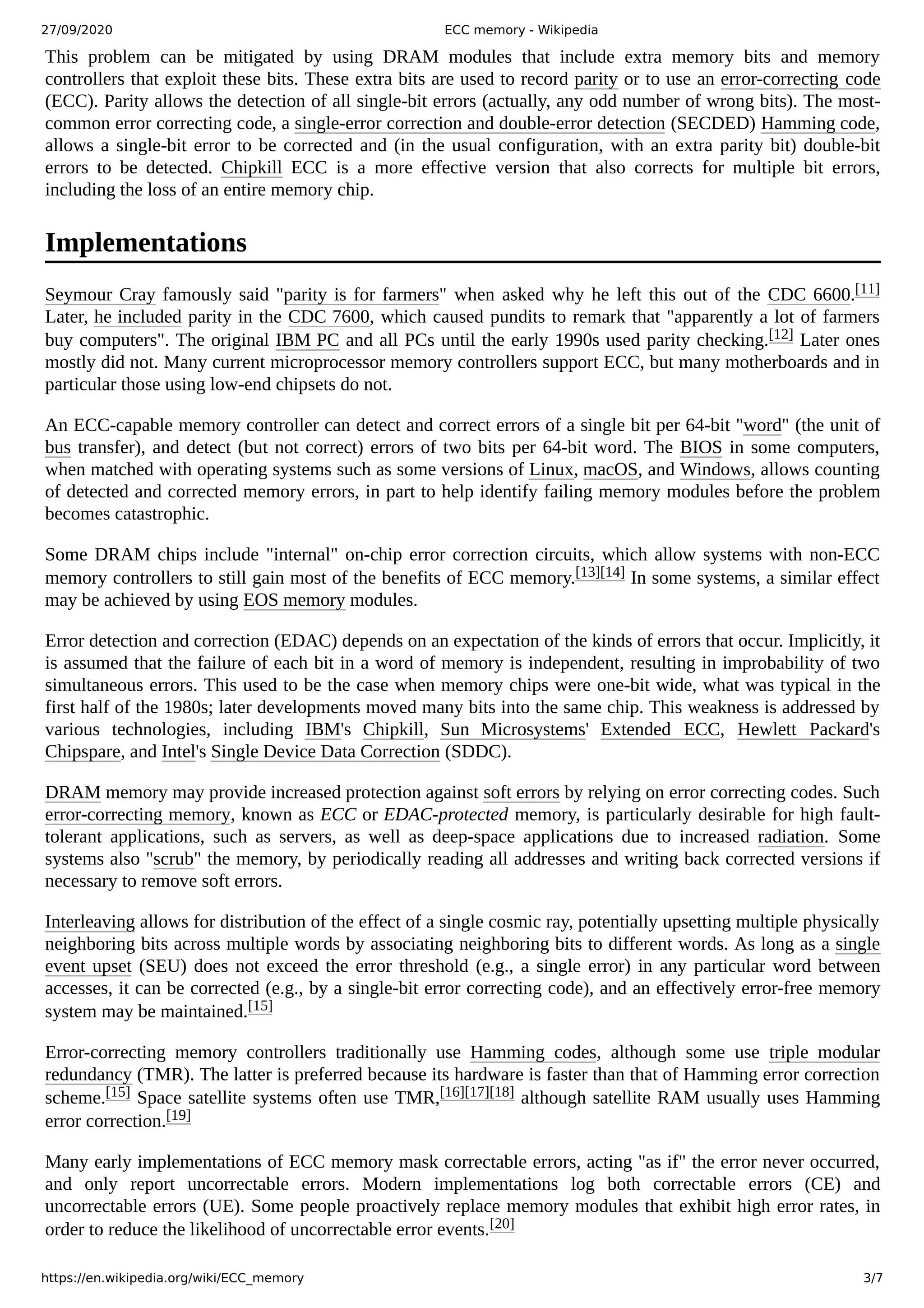ECC memory : Notes | PDF