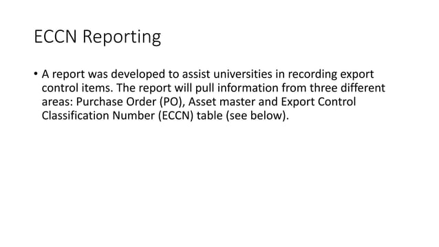 ECCN Reporting to understand commercials | PPTX