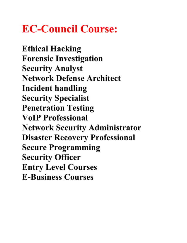 Ec council course | DOCX