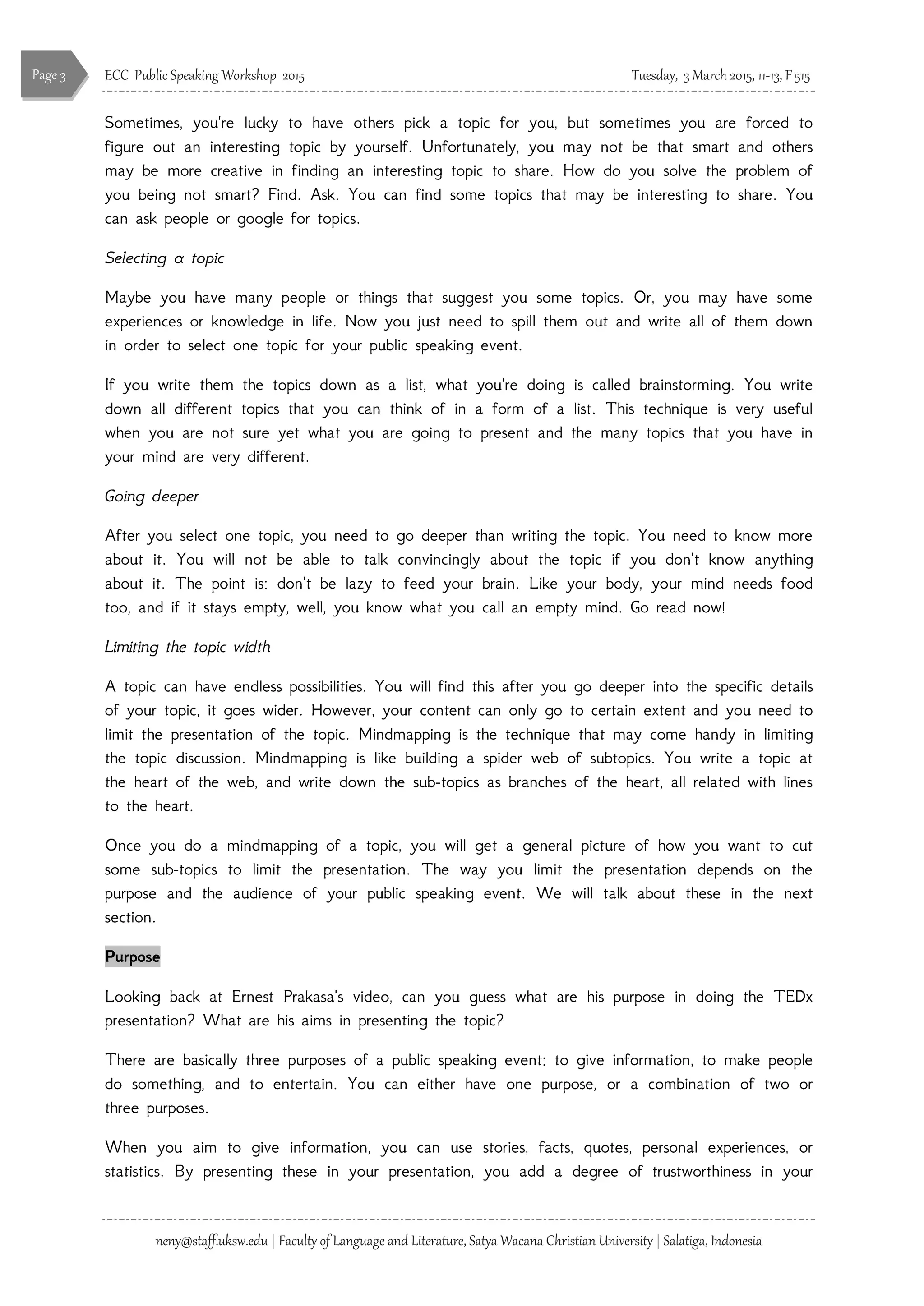 Public Speaking - handout | PDF